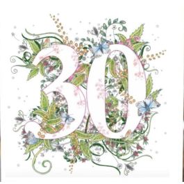Flower Meadow AGE 30 Birthday Card by Doodleicious Art