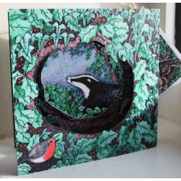 Badgers of Holly Wood - Double-sided, Papercut Concertina Card