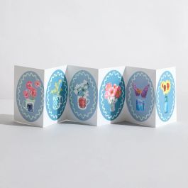 Shades of Blue Botanical Flower Concertina Card By Sara Sayer