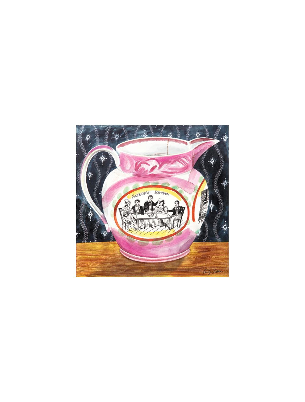 Victorian Crockery 'Sailors' Return' Watercolour by Emily Sutton